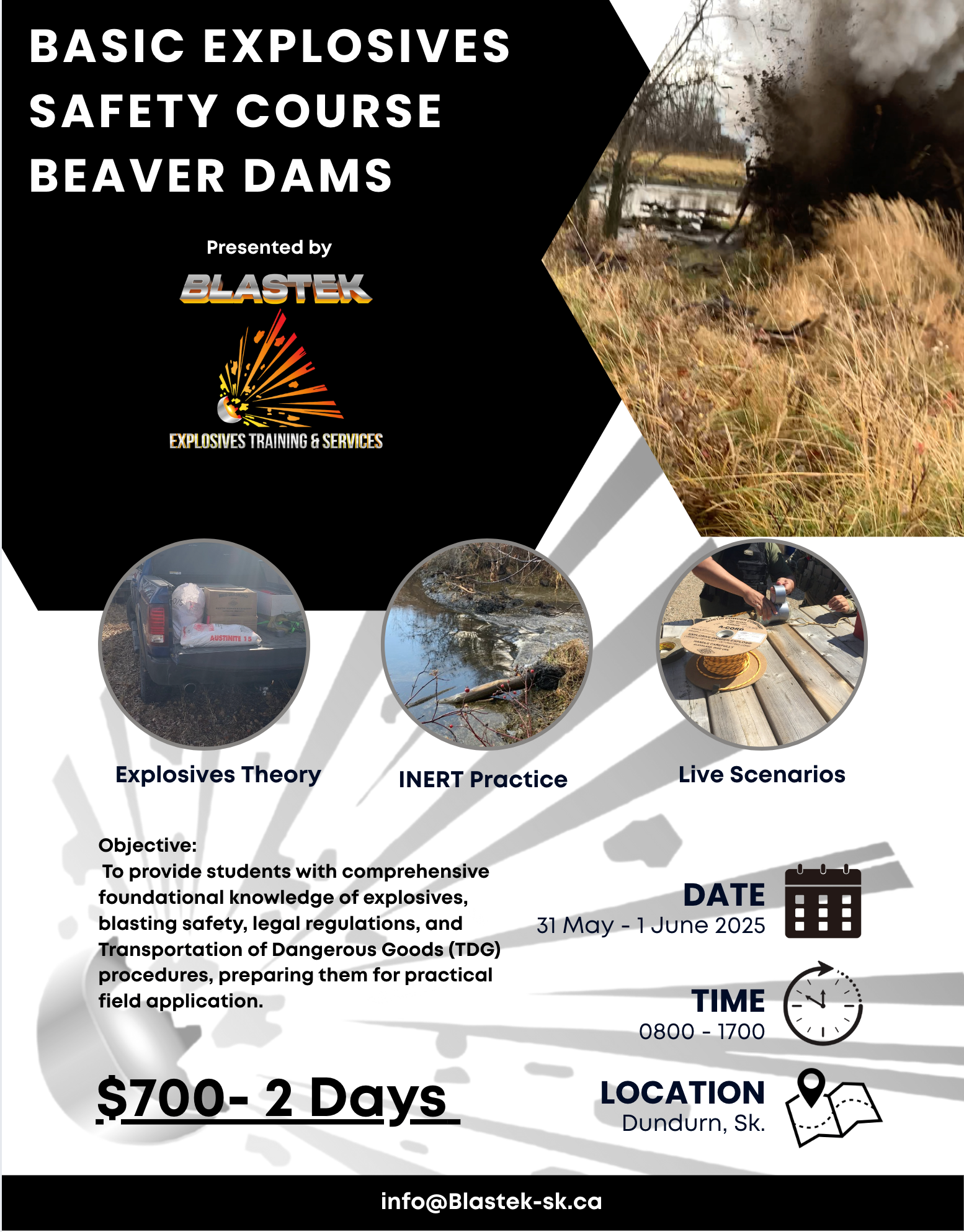 Basic Explosives Safety Course for Beaver Dams – Blastek